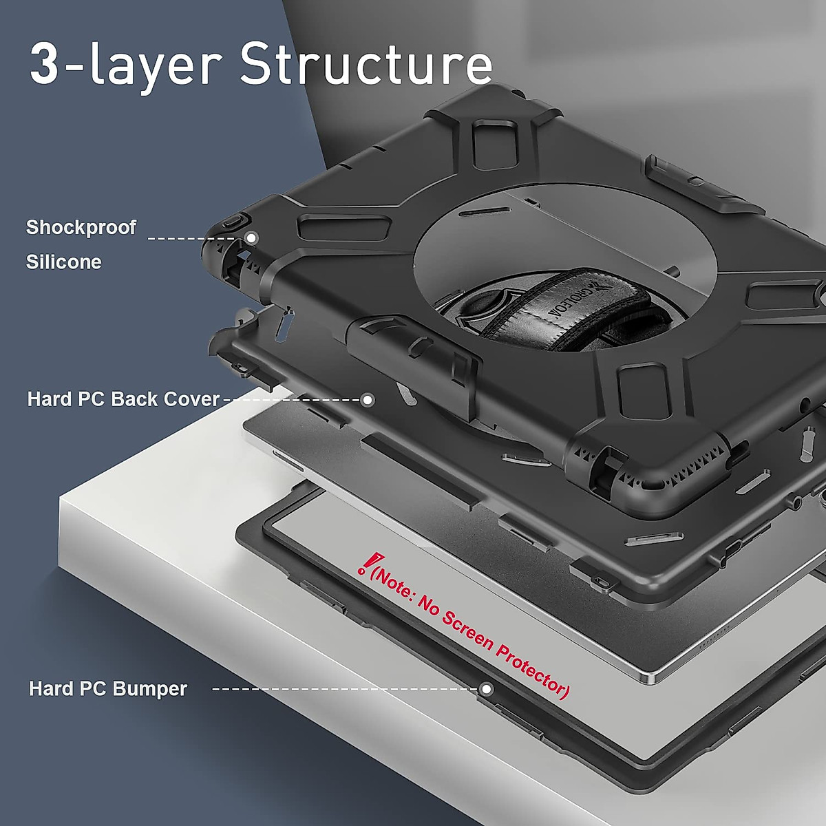 GROLEOA Samsung Galaxy Tab A8 Case 10.5 2022: Protective Rugged Samsung A8 Case for Kids with Pen Holder- Hand Strap- Kickstand- Shoulder Strap for Tablet A8 Case 10.5 Inch (SM-X200/X205/X207), Purple