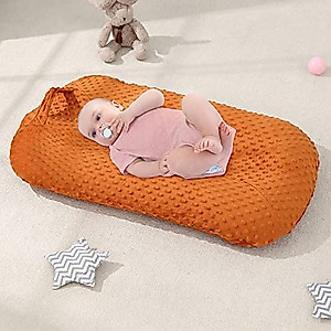 Newborn Lounger Cover, Minky Removable Slipcover for Baby Boy Girl Snugly Fits for 29 x 17 x 4 inches Infant Padded Lounger, Premium Quality Microfiber, Ultra Soft Comfortable (Pumpkin Spice)