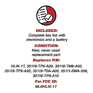 KeylessOption Keyless Entry Remote Control Uncut Car Ignition Key Fob Replacement for MLBHLIK-1T