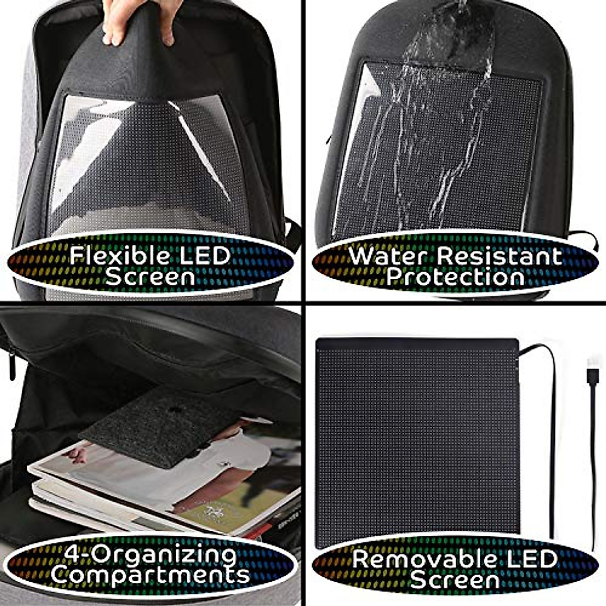 POPAR READ IT. SEE IT. BE IT. Luminous Backpack - LED Multi-Media Light Up Backpack - Includes Battery and Mobile App - Red