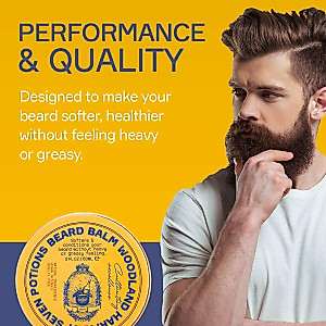 Seven Potions Beard Balm 2 oz. 100% Natural Softener with Jojoba Oil - Nourishes, Softens, Stops Itch, and Leaves Healthy Shiny Beard (Woodland Harmony)
