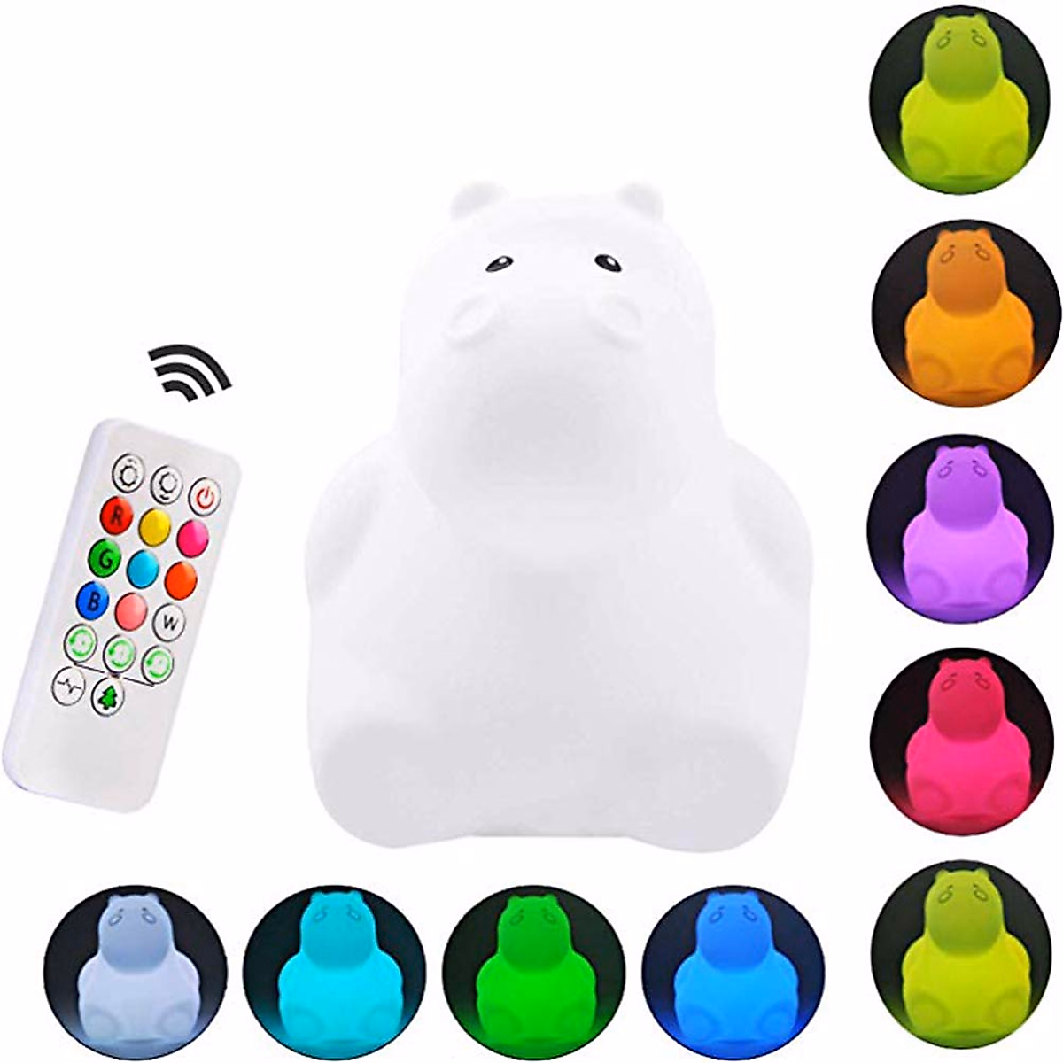 Night Light Creative Hippo Color Changing Night Light Hippo Silicone Lights Nursery Lamp for Bedroom