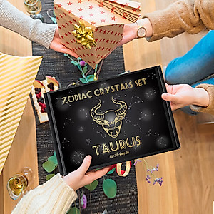IBosins 14pcs Taurus Zodiac Crystals Gift Set Crystal and Healing Stones Star Sign Birthstones Astrology Witchcraft Christmas & Birthday Gifts for Women
