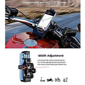 Kewig Motorcycle Phone Mount with Vibration Dampener & High-Speed Secure Lock, Newest Anti-Theft Phone Cradle Handlebar Cellphone Holder for Motorcycle Bike ATV/UTV Scooter Fit 4.7-7.2" Phone