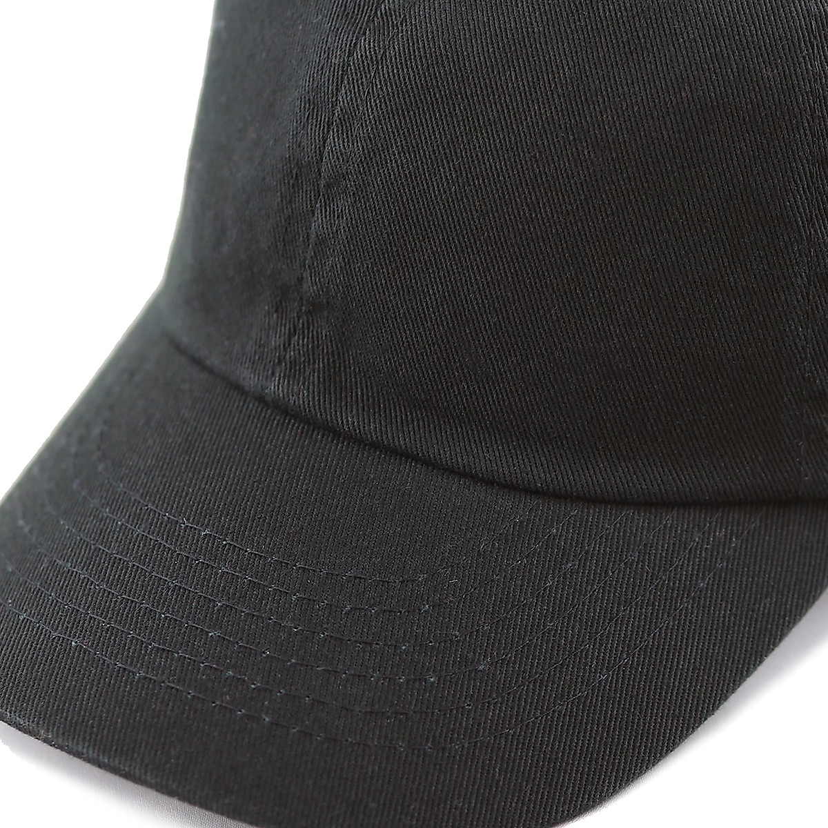 The Hat Depot Kids Washed Low Profile Cotton and Denim Plain Baseball Cap Hat (2-5 yrs, Black)