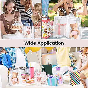 VGOODALL 24PCS Clear Gift Bags with Handle, Plastic Bags Gift Bags Thickened PVC Goodie Bags for Wedding Birthday Baby Shower Party Favor(5.9"x2.8"x7.9")