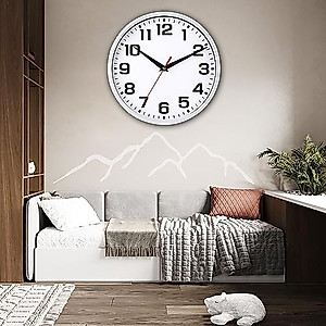 Rulart Wall Clock Battery Operated Bedroom - Modern Kitchen Small Silent Analog Round Simple Quiet Quartz Black Wall Clocks Non Ticking Bathroom Office Garage School