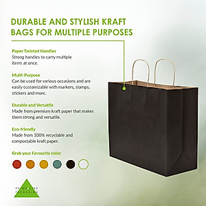 Prime Line Packaging 16x6x12 50 Pack Black Gift Bags with Handles, Large Paper Bags, Bulk for Small Business, Boutique, Shopping, Gift Wrap, Favors