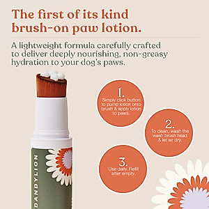 Dandylion Soft Paws | Paw Lotion with Brush | Dog Paw Pad Balm Hydrating Alternative | Vet-Approved, Lick-Safe & Fragrance-Free | pH-Balanced for Itchy, Dry, Cracked Paws, Small & Large Dogs 0.6 fl oz