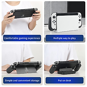 Hosanwell Hand Grip Compatible with Nintendo Switch/OLED - Comfortable & Ergonomic Hand Grip, Joy Con & Switch Accessories - Black [2 Thumb Caps Included]