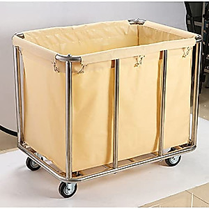 XIJIXILI Commercial Laundry Cart with 4 Inch Wheels Heavy Duty Basket Trucks 10 Bushel (350L) Large Industrial Rolling Laundry Cart Hamper with Removable Liner Bag 260 LBS Weight Capacity