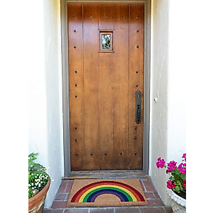 KAF Home New Coir Doormat, Heavy-Duty, Weather Resistant, Non-Slip PVC Backing, Indoor and Outdoor Use, Rainbow