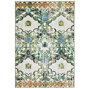 SAFAVIEH Madison Collection Area Rug - 9' x 12', Green & Ivory, Boho Distressed Design, Non-Shedding & Easy Care, Ideal for High Traffic Areas in Living Room, Bedroom (MAD445Y)