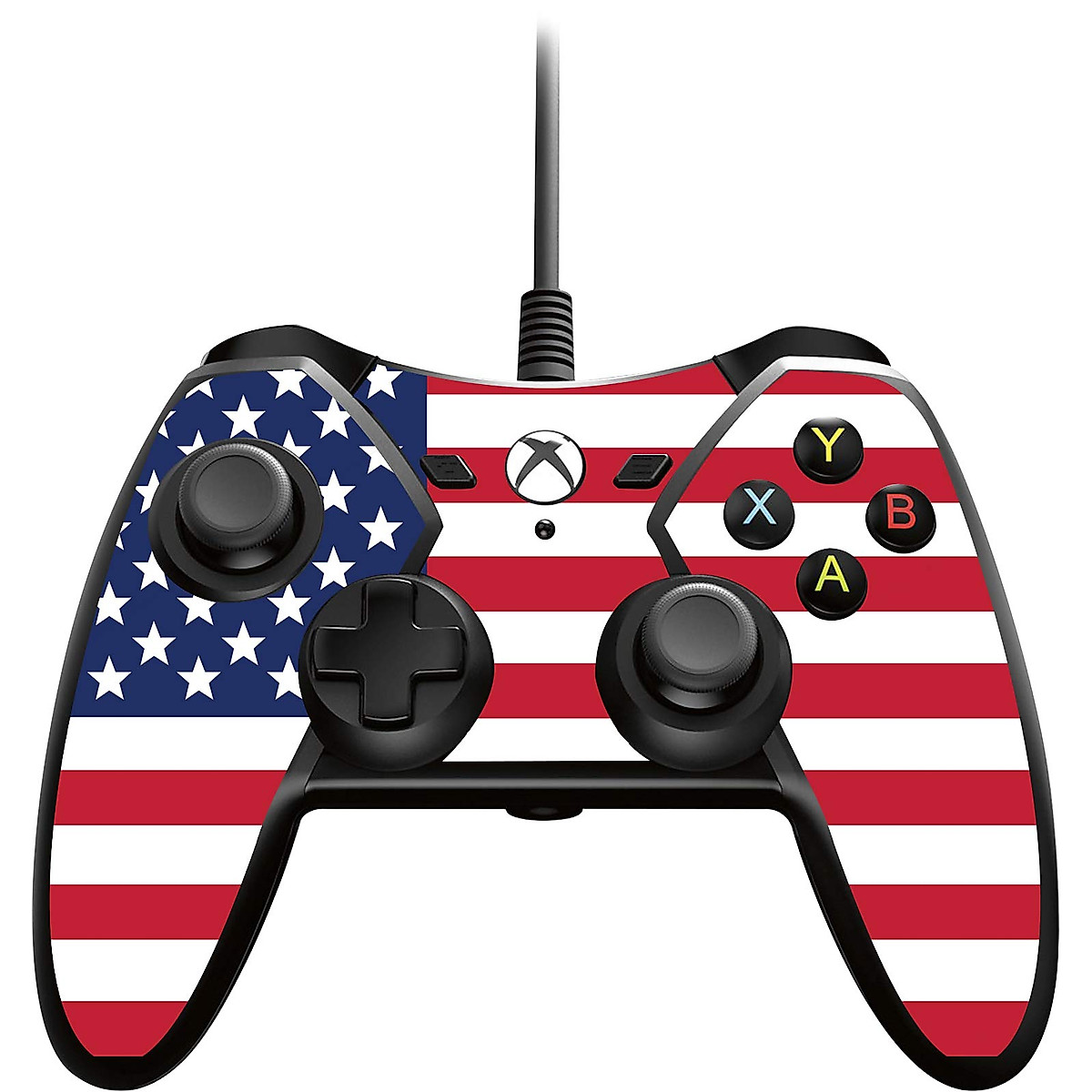 USA Wired Controller with American Flag Skin Compatible with Xbox One