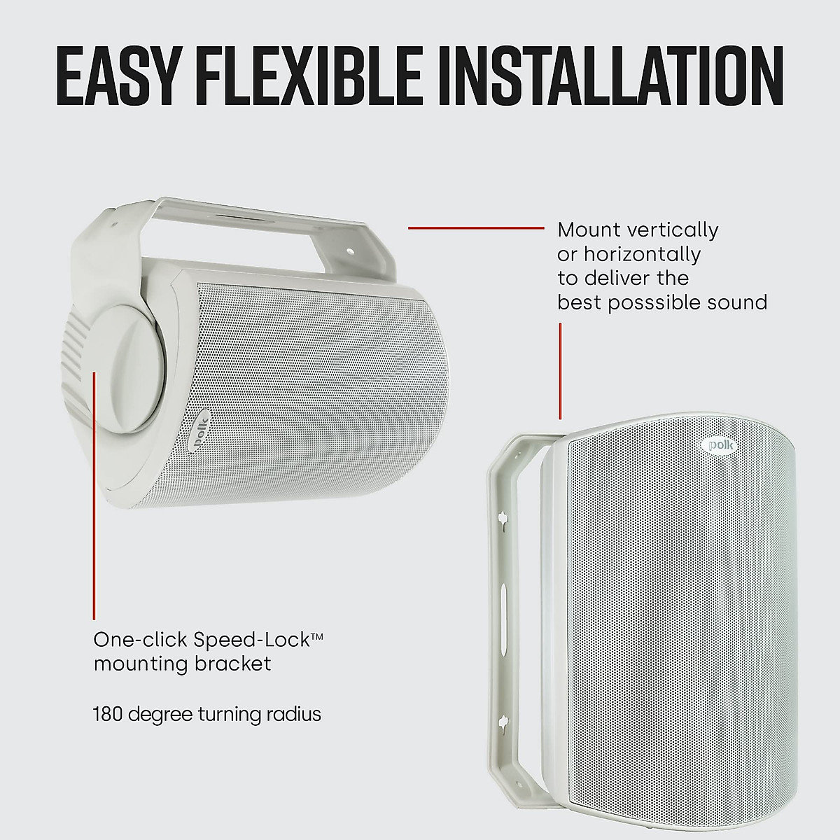 Polk Audio Atrium 4 Outdoor Speakers with Bass Reflex Enclosure | 4 Speaker Pack (2 Pairs, White) - All-Weather Durability | Broad Sound Coverage | Speed-Lock Mounting System | 2 Pairs (White)