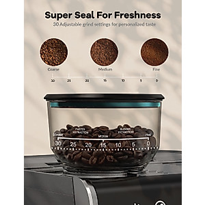 SPORTY&FIT Semi-Automatic Espresso Machine With Grinder, 20 Bar Espresso Maker Coffee Machine Cappuccino Machine with Milk Frother & 95oz Removable Water Tank for Home Office (Light Grey)