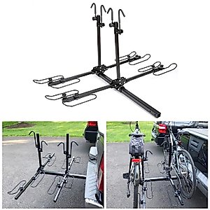 HECASA Universal 4 Bike Platform Carrier Mount Rack Compatible with Sport Truck SUV w/2" Hitch Receiver 200 Lbs Easily Foldable Sturdy