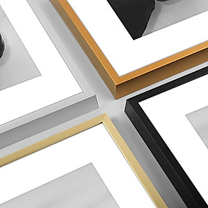 Golden State Art - 16x20 Aluminum Picture Frame - with Mat for 11x14 Photo or Without Mat for 16 x 20 Poster - Real Glass Cover - Simple and Elegant Decor for Wall Mounting - 1 Pack - Black