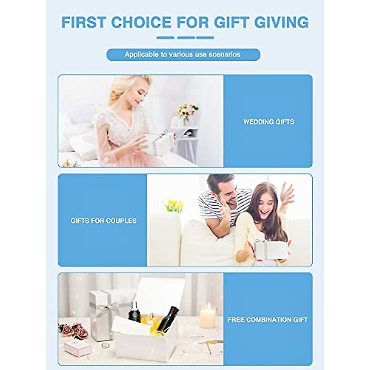 MESHA 8X8X4 Magnetic Gift Box,1PC Gift Box Magnetic Closure,White Gift Boxes with Lids for Keepsakes Jewelry Photography Coffee Mugs Home Ogranization