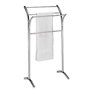 Pilaster Designs Plymouth Transitional Metal 3 Tier Freestanding Bathroom Towel Rack Organizer in Chrome Finish