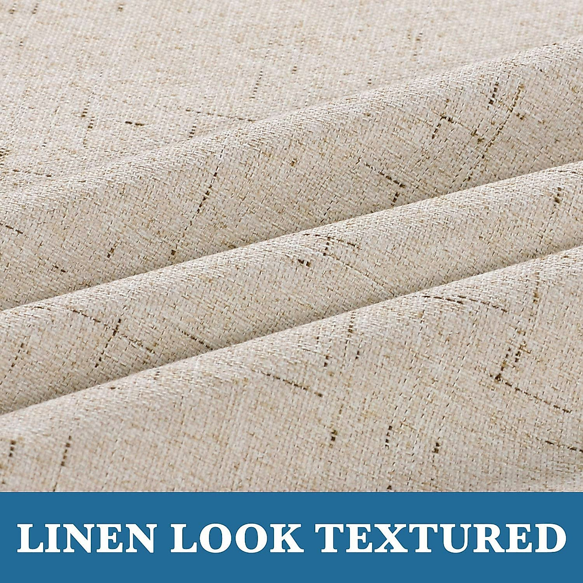 H.VERSAILTEX Linen Blackout Curtains Durable Thick Textured Linen Look 100% Blackout Patio Door Curtain Anti Rust Grommet Extra Wide Sliding Door Curtain Panel, W100 x L108 inch - Natural