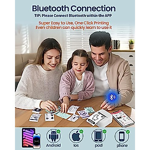 memolife M02L Mini Inkless Sticker Printer - Inkless Printer for iOS & Android, Bluetooth Printer with 1 Roll Non-Adhesive Paper, Mini Pocket Printer for DIY Creation, Study Notes, Mini Photo Printer