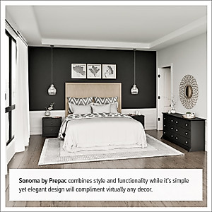 Sonoma 6 Drawer Double Dresser for Bedroom, Black