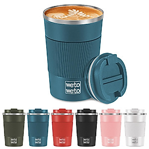 WETOWETO 12oz Stainless Steel Coffee Tumbler, Travel Coffee Mug, Insulated Coffee Mug with Lid, Spill Proof Coffee Cup, Portable Thermal Mug, Reusable Coffee Cup for Hot and Cold…
