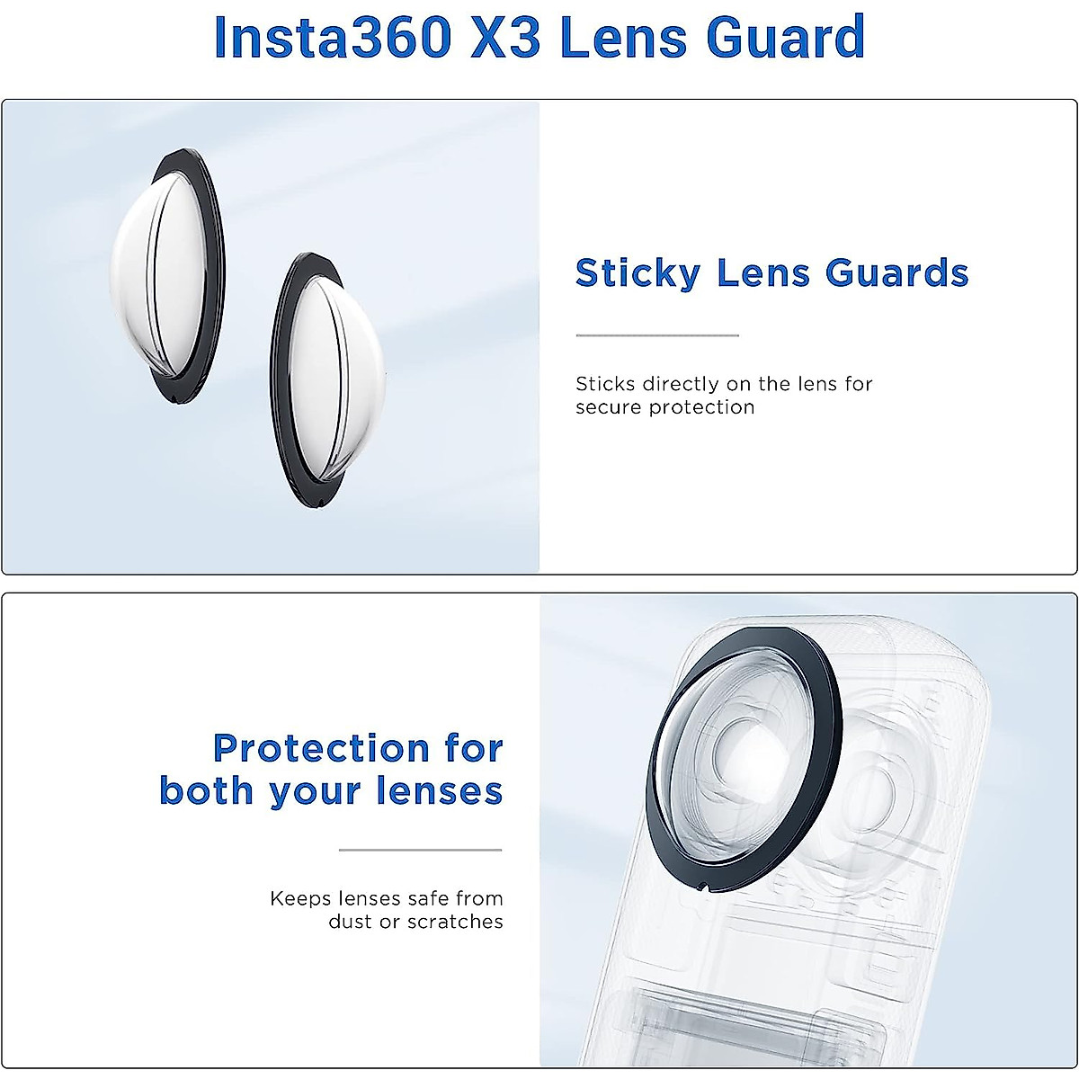 LEWOTE 7in1 Compatible with Insta360 X3 Accessories Kit[Silicone Camera Case][Lens Guards Cover][Screen Protector Film][Outdoor Carrying Case Bag with Auto Locking Carabiner and Anti-Loss Lock]