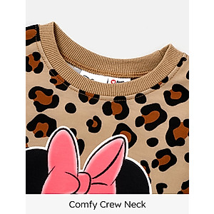 Disney Mickey and Friends Mommy and Me Matching Outfits Leopard Long Sleeves Shirt Sweatshirt Tops, Girls, 6-7 Years