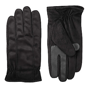isotoner Men's Microfiber Touchscreen Gloves w/Water Repellent Technology, black, X-Large