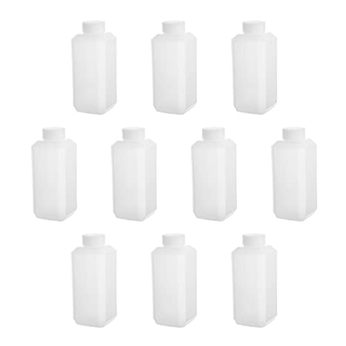 Othmro 10pcs Plastic Lab Chemical Reagent Bottles, 250ml/8.5 oz Small Mouth Liquid/Solid Square Sample Storage Container Sealing Bottles with Cap White