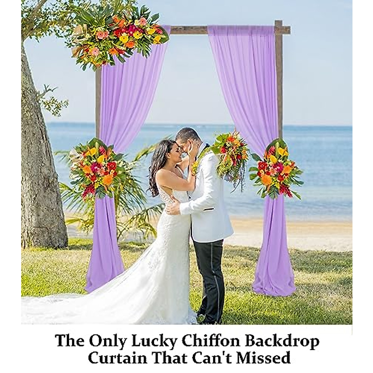 Chiffon Backdrop Curtain-2 Panels 29x96-Inch Wedding Backdrop Drapes Lavender Sheer Curtain Panels Tulle Backdrop Chiffon Fabric Photography Backdrop for Party (29''x96''x2pcs, Lavender)