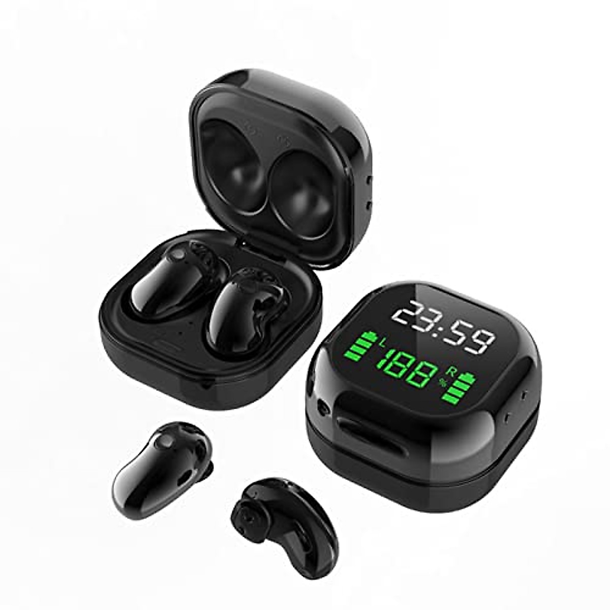 Nsxcdh Wireless Earbuds, Bluetooth Headphones in Ear Light-Weight Built-in Microphone LED Display Earbuds with Wireless Charging Case for Sports Work(Black,Wine,Blue)