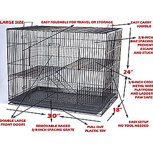 30" Small Animal Cage Sugar Glider Chinchilla Ferret Rats Critters Cage, 30" Length x 18" Depth x 24" Height