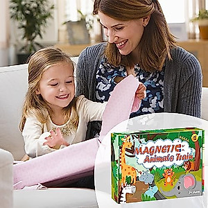 Zeoddler Toys for Toddlers, 11 PCS Magnetic Wooden Animals Train Set, Montessori Toys for Toddlers, Preschool Learning Activities for Kids, Birthday Gifts for Boys, Girls