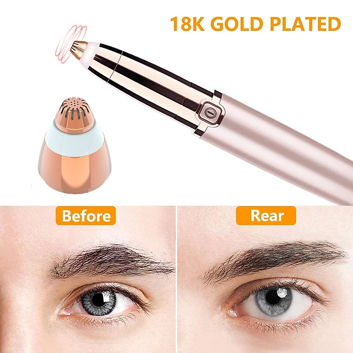 For Finishing Touch Flawless Brows Eyebrow Pencil Hair Remover Replacement Head,As Seen On TV,Upgraded 18K Gold With Cleaning Brush (18K-Gold-2pcs)