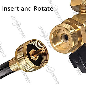 SHINESTAR 5FT Propane Extension Hose, Connects 1lb Appliance to Propane Tree or Propane Tee Adapter, Compatible with Buddy Heater, Weber Q Grill, Coleman Camping Stove and more