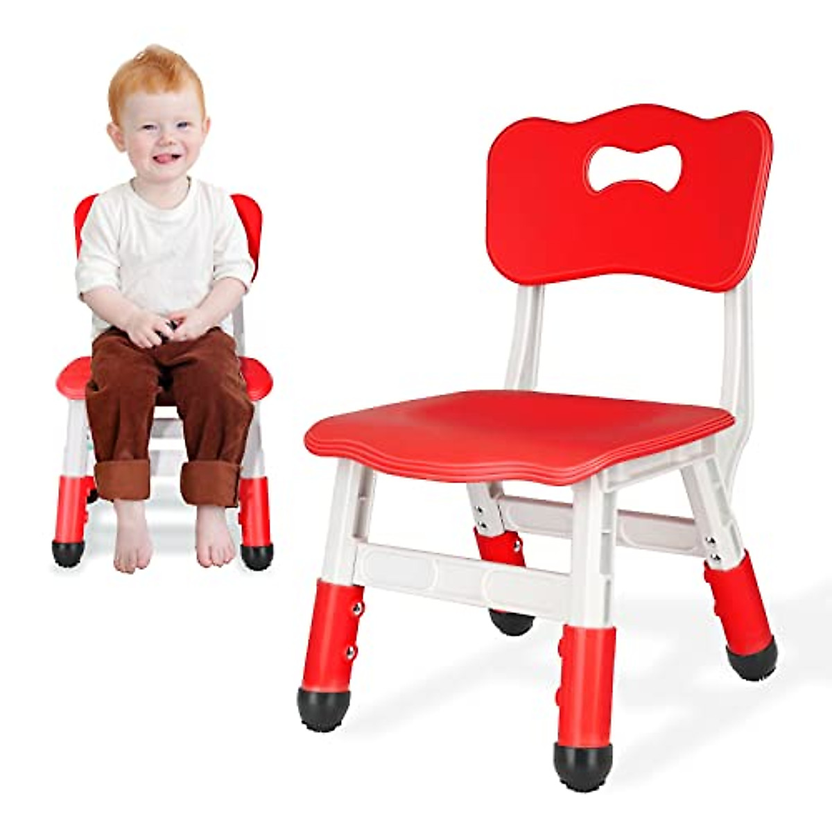 JIAOQIU Kids Chair Height Adjustable Toddler Chair Max Load 220LBS Plastic Indoor Outdoor Chair School Home Daycare Use Red