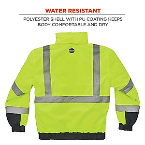 Ergodyne unisex adult High Visibility Reflective Winter Jacket, Insulation GloWear 8377 Type R Class 3 Lime Quilted Bomber Jacket 4XL, Lime, 4X-Large US