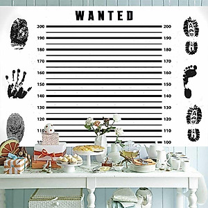 EMTOBT 7x5ft Detective Photography Backdrop Police Station Black Height Line Mugshot Suspect Fingerprint Clues Evidence Lead Register Mystical Party Background Photo Props BJDJEM0085