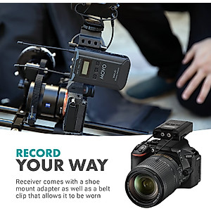 Movo WMX-20-RX-TXLR Wireless Microphone System with Plug-on XLR Transmitter Adapter and Portable Receiver - Converts Self Powered Shotgun Mics, Lavs, Dynamic Microphones to Wireless - for Stage, Film