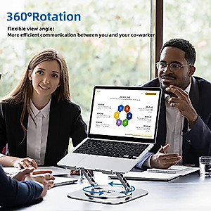 MCHOSE Adjustable Laptop Stand for Desk, Ergonomic Laptop Riser with 360° Rotating Base, Foldable Notebook Computer Holder Stand Compatible with MacBook Air Pro, Dell XPS, More 10-17" Laptops, Silver