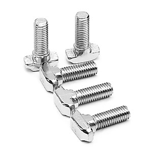 Yinpecly M8 x 25mm T Slot Bolts Fastener for European Standard 45 Series T-Slot Aluminum Profile Construction Industry, Carbon Steel Chrome Plated Silver Tone 20pcs