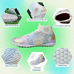 Indoor Soccer Shoes Mens Soccer Cleats Women Football CleatsTurf Soccer Shoes Men High Top Football Boots Tacos de Futbol para Hombre Zapatos de Futbol para Hombres Futsal Shoes High Top Shoes TF