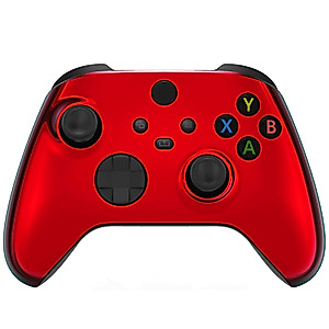 eXtremeRate Chrome Red Replacement Side Rails + Back Shell + Faceplate for Xbox Series X/S Controller