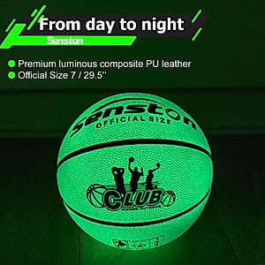 Senston Glow in The Dark Basketball, Premium PU Leather, Size 7, No Batteries Needed, Soft and Comfortable, Ideal Gift for Basketball Lovers