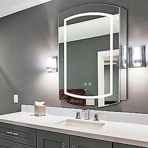 Chende 20" x 31" Bathroom Medicine Cabinet with Mirror, Oval Lighted Medicine Cabinet with Anti Fog and 3 Light Settings, Dimmable Stainless Steel Cabinet with Lights for Bathroom