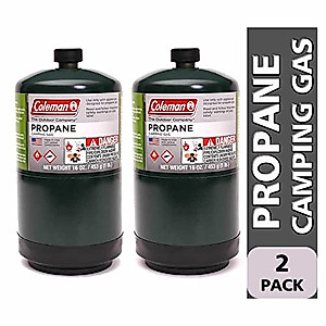 Propane Tank 2 Pack with Golden Lion Bonus: 2 Carabiner Clips, Green, 16oz