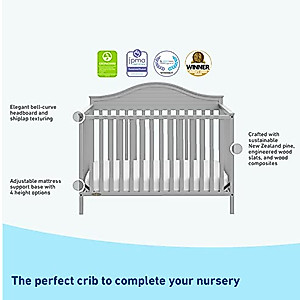 Graco Stella Convertible Crib with Premium Foam Crib and Toddler Mattress - Pebble Gray